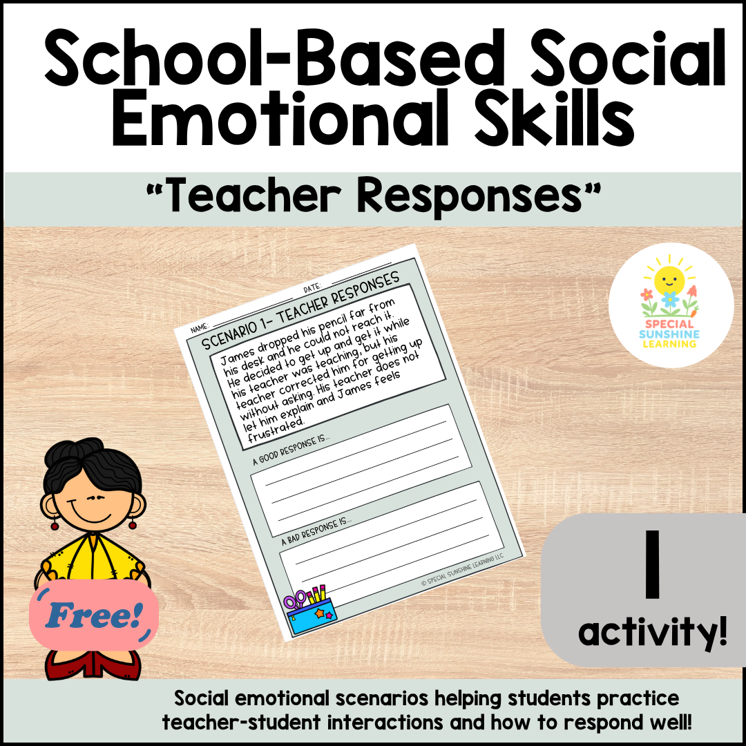 School-Based Social-Emotional Skills "Teacher Responses" FREEBIE ...
