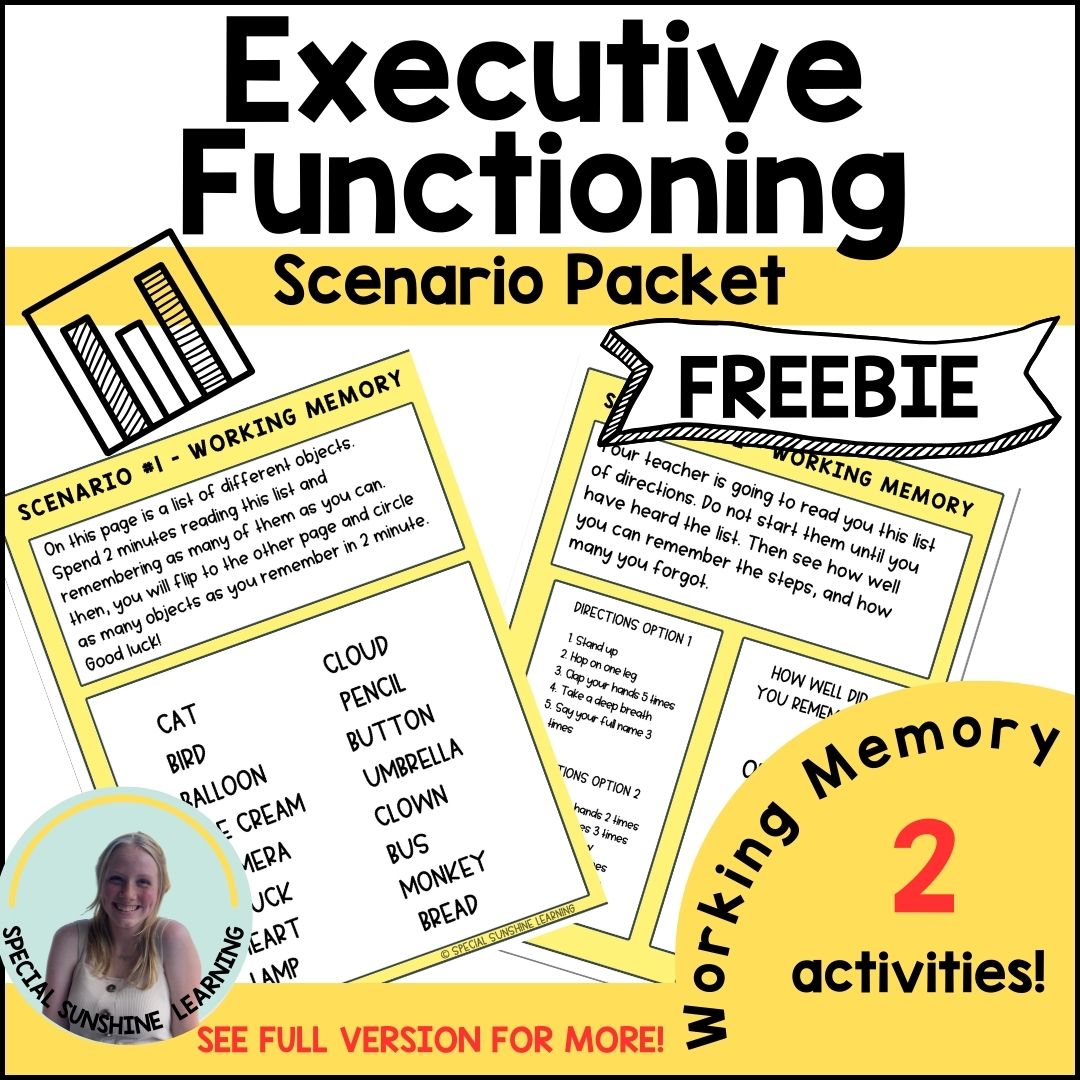 Executive Functioning Skills "Working Memory" Scenarios & Activities F – Special Sunshine Learning
