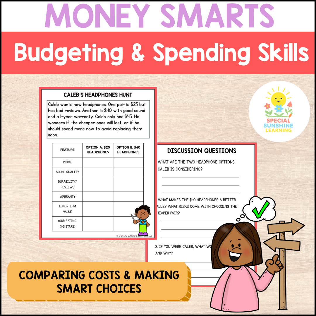 "Comparing Costs & Choices" | Budgeting & Smart Money Choices Packet ...