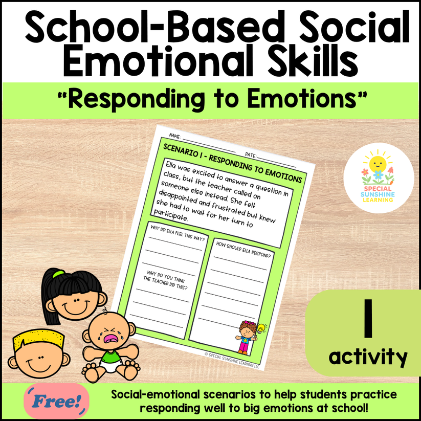 School-Based Social Emotional Skills "Responding to Emotions" FREEBIE ...