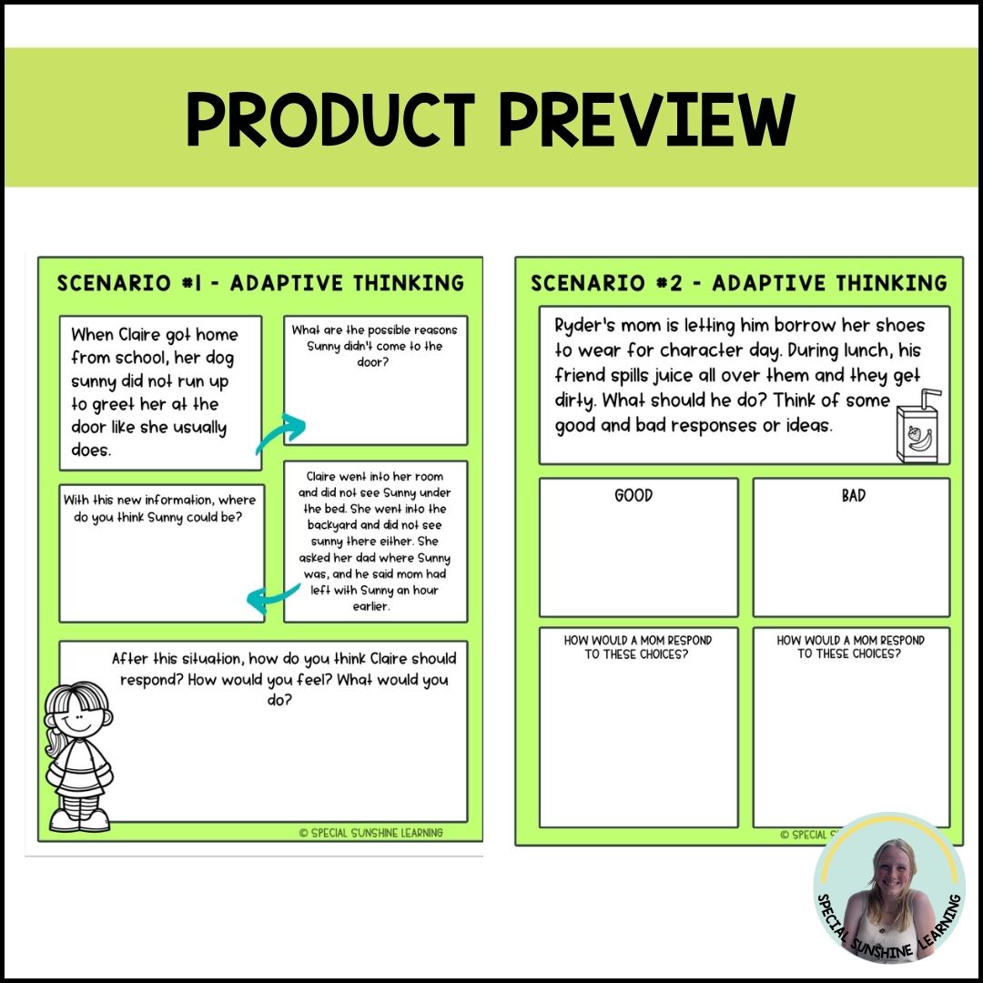 Executive Functioning Skills "Adaptive Thinking" Scenarios & Activitie ...