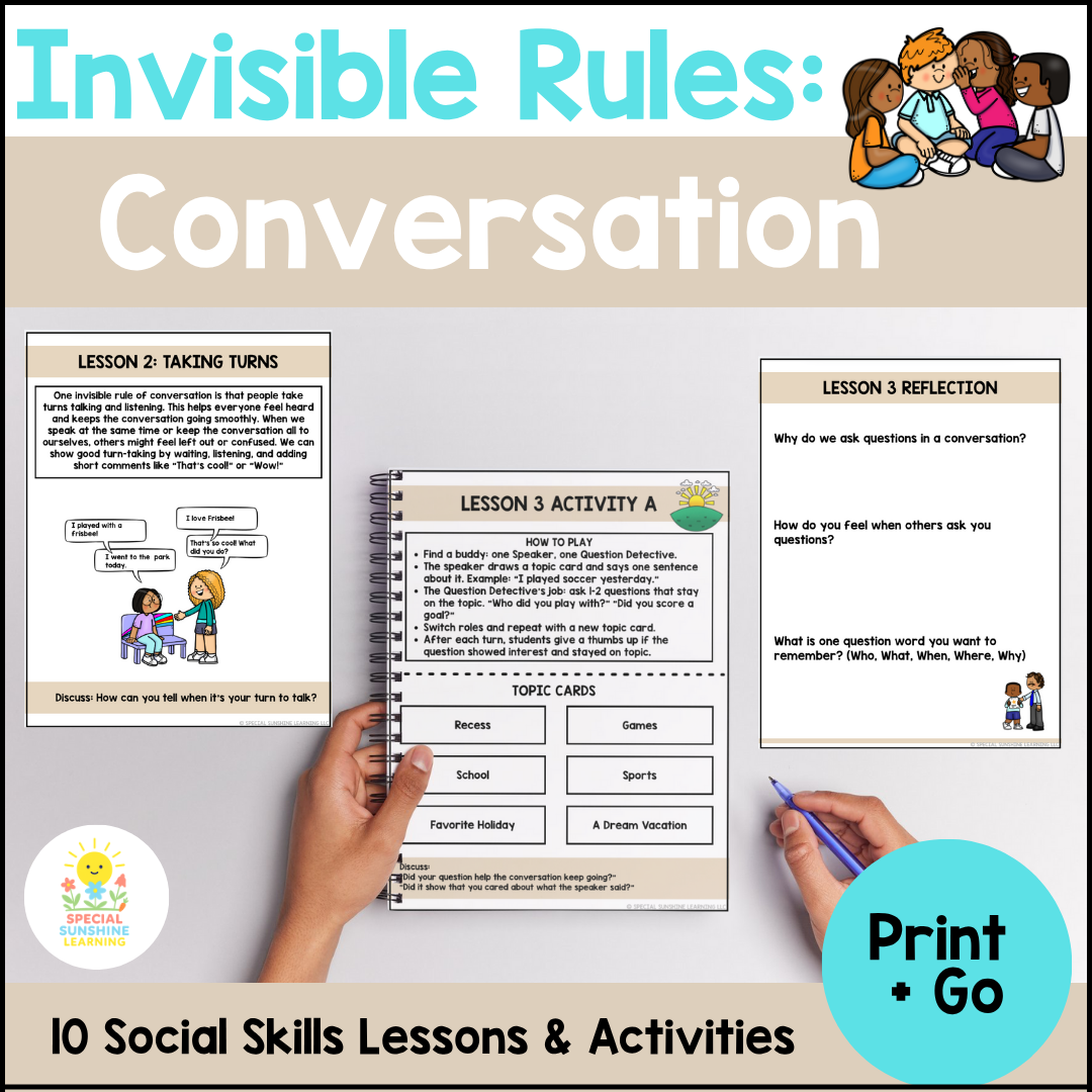 Invisible Rules of Conversation | Social Skills Lessons + Activities ...