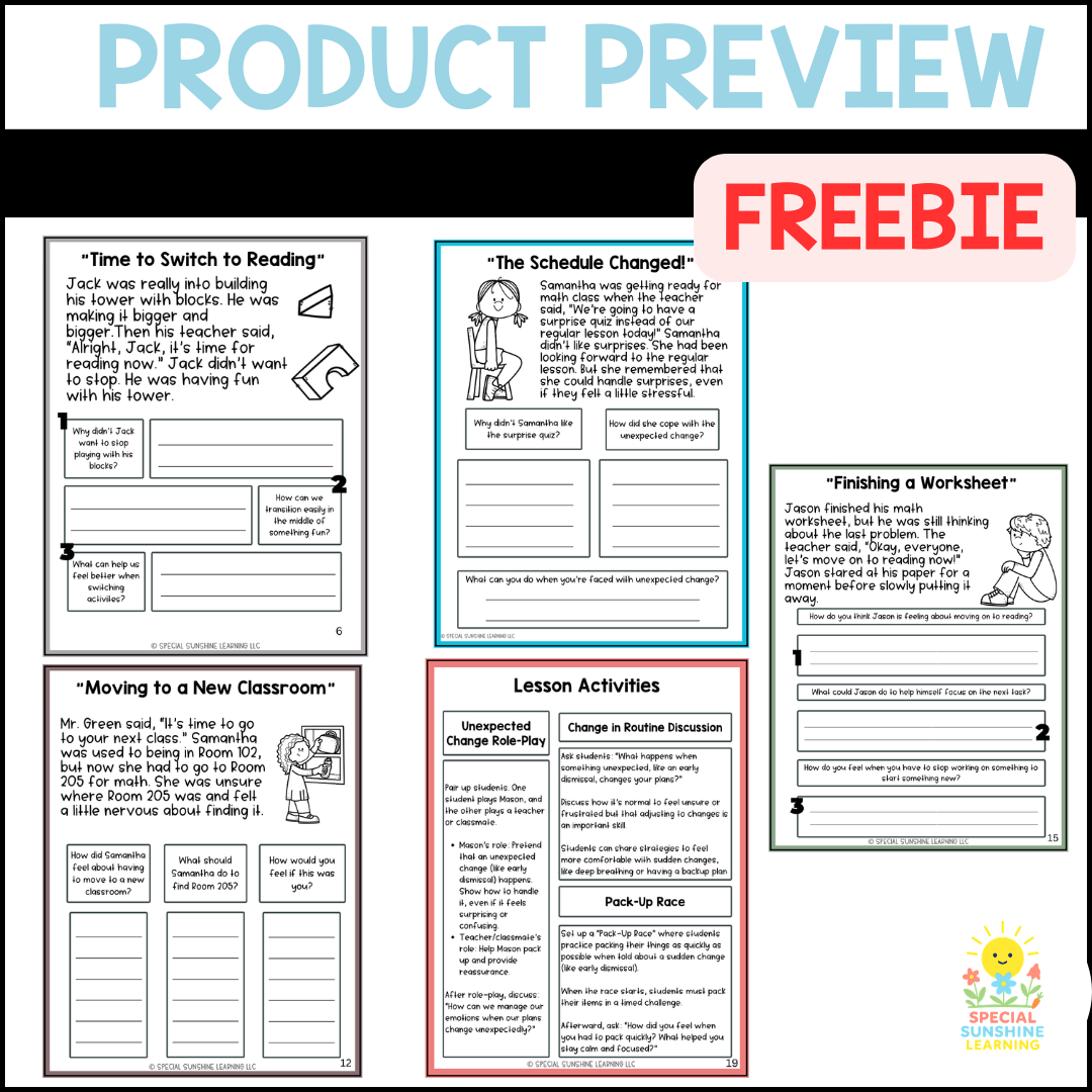 Managing Transitions & Change – Social Stories & SEL Lessons | FREEBIE ...