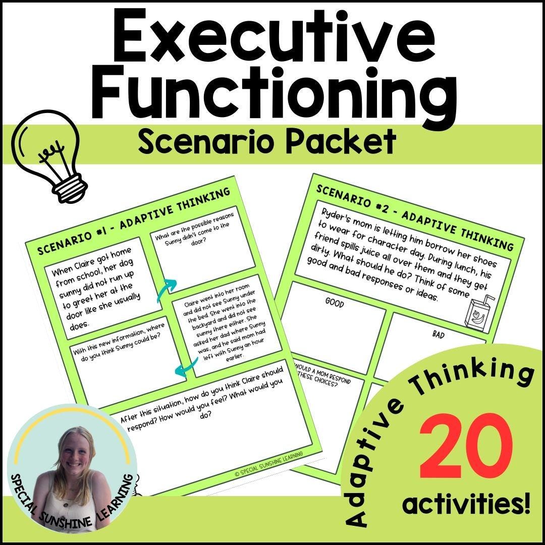 Executive Functioning Skills: "Adaptive Thinking" Scenarios & Activiti ...
